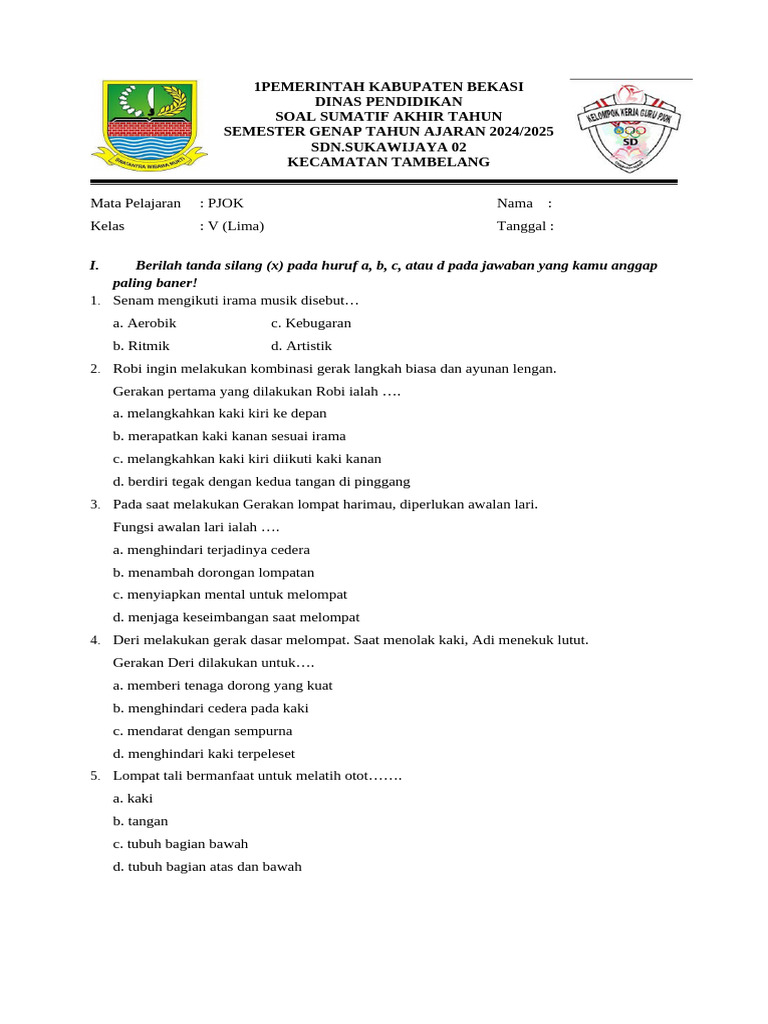 SAS 2 PJOK Kelas V | PDF