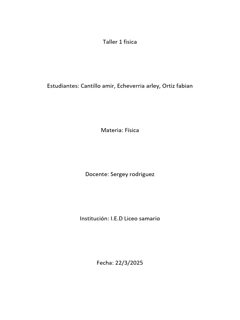 Taller 1 Fisica | PDF
