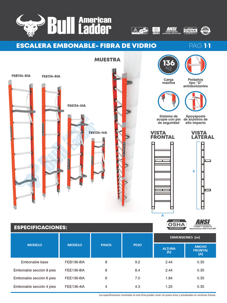Escaleras Embonables: Especificaciones y Modelos | PDF | Tecnologías ...