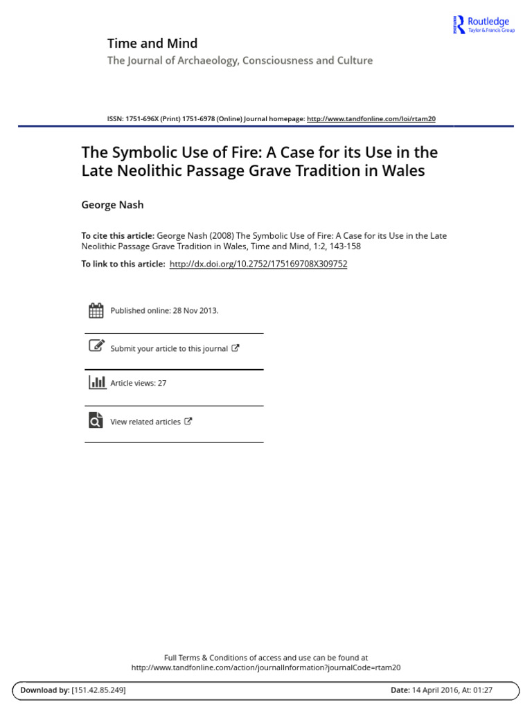 The Symbolic Use of Fire A Case For Its Use in The Late Neolithic ...