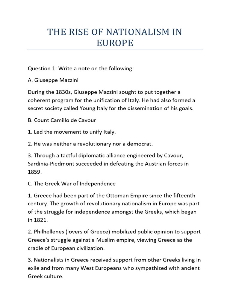 The Rise of Nationalism in Europe | PDF | Balkans | Nationalism