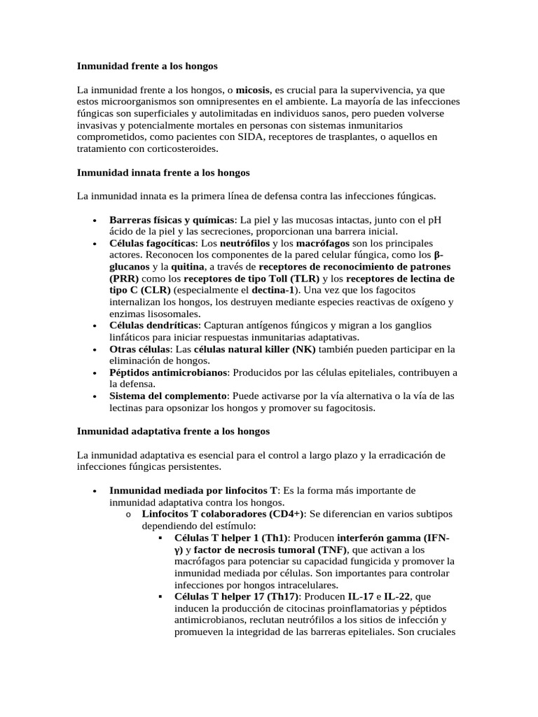 inmunidad frente a virus y hongos | PDF | Sistema inmune | Virus