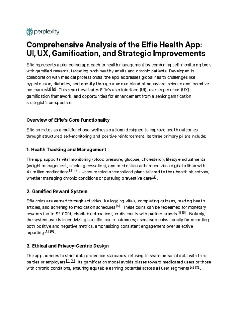 Elfie App: Health Management & Rewards | PDF