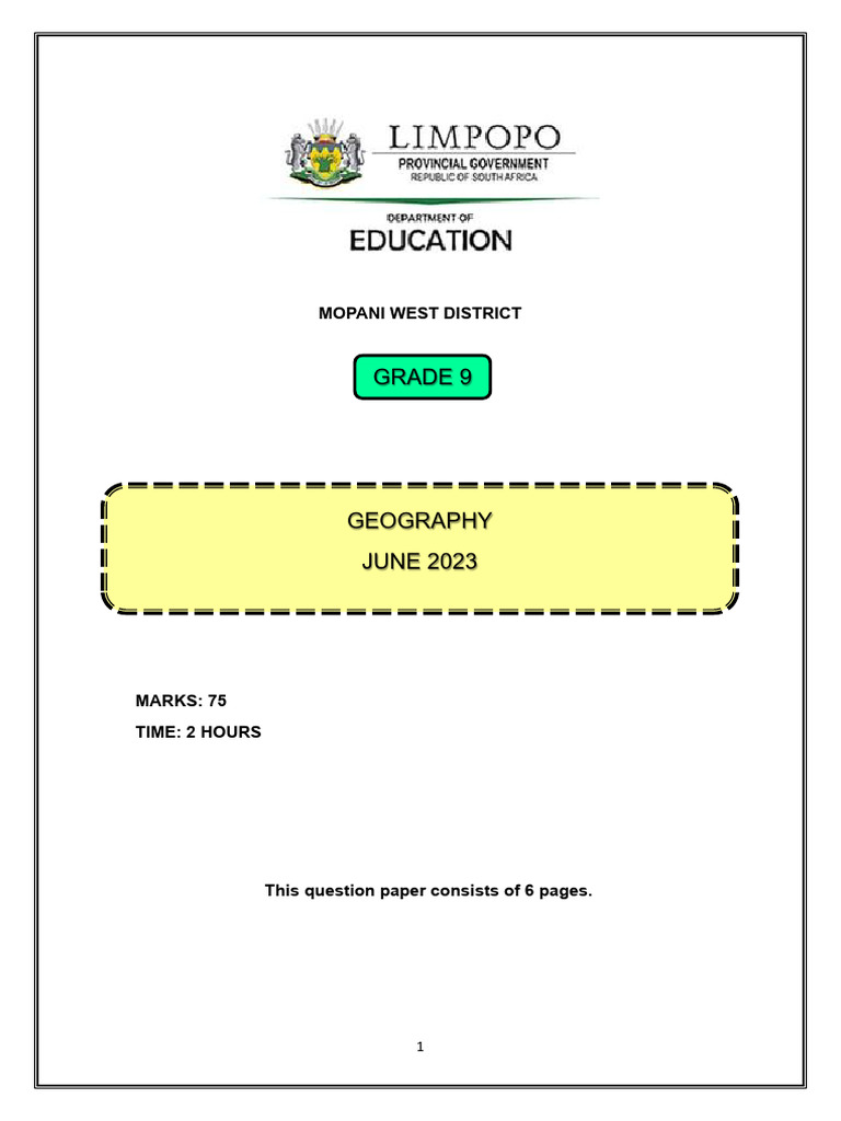 Grade 9 Geography June Exam 2023 | PDF | Contour Line | Map