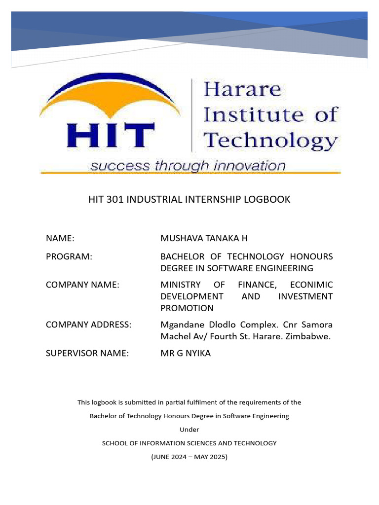 Industrial Internship Logbook: Software Engineering | PDF | Computer ...