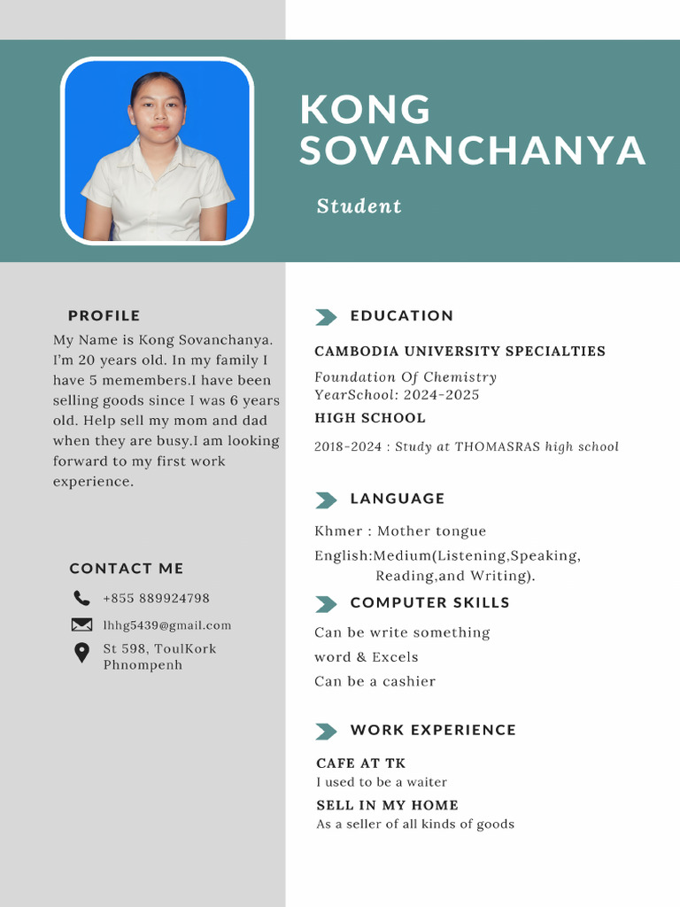 White and Green Simple Student CV Resume | PDF