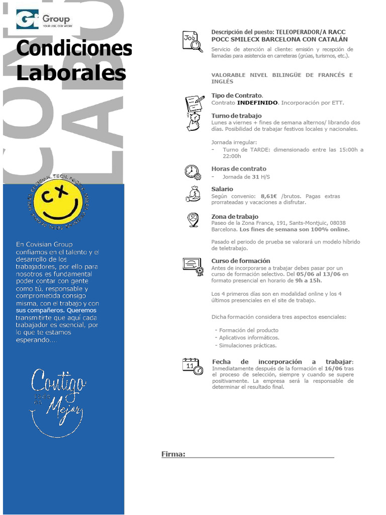 Hoja de Condiciones Racc (Tarde) | PDF | Economias | Labor