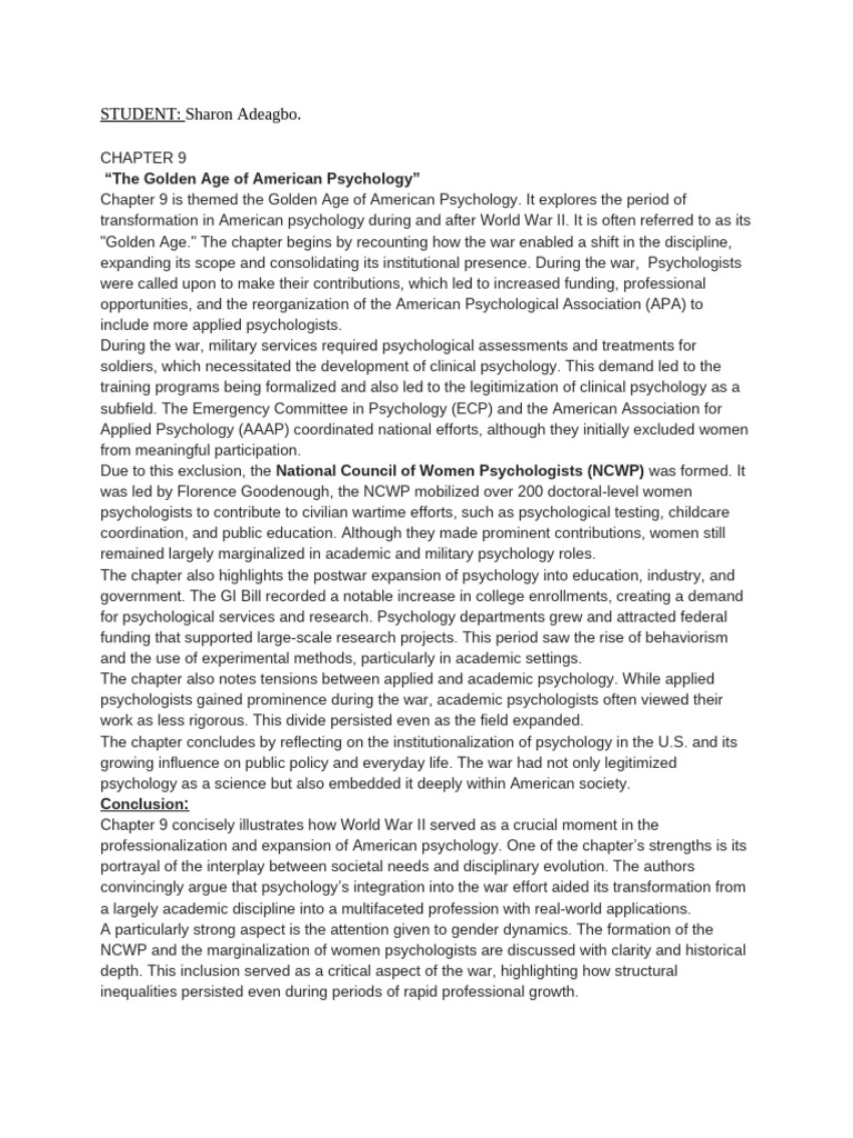 Extra Credit Chapter 9,10,11,12 | PDF | Psychology | Feminism
