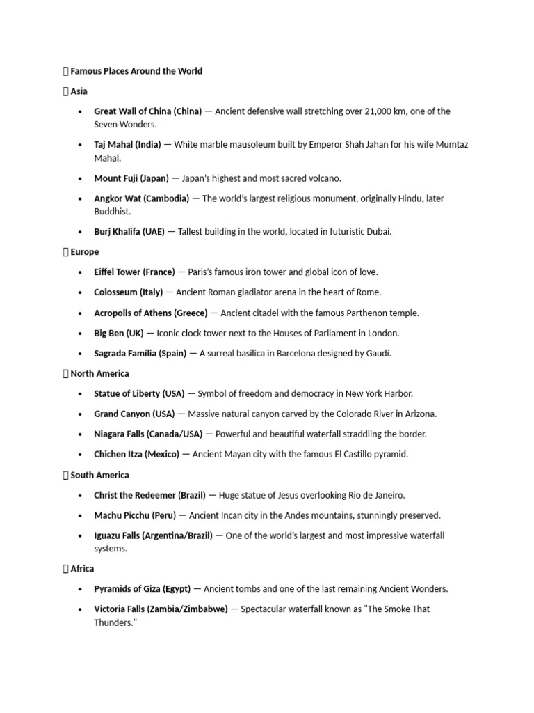 ? Famous Places Around The World | PDF
