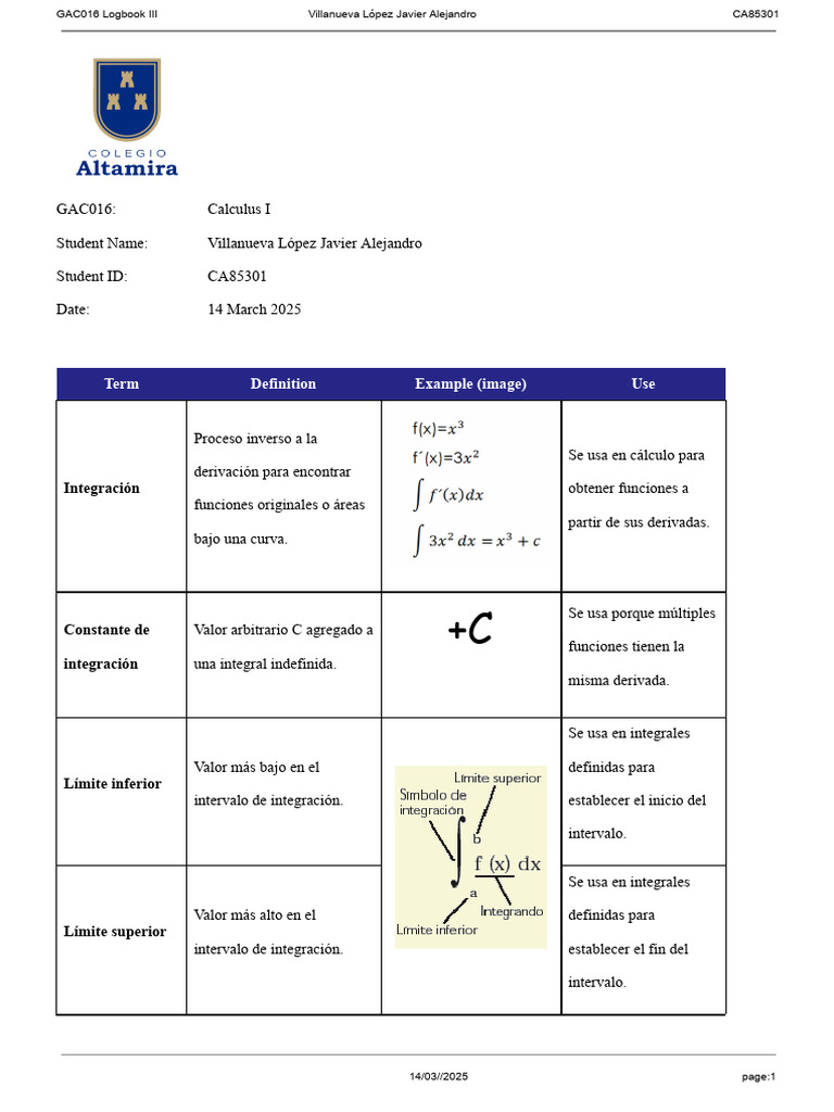 Logbook | PDF | Integral | Análisis matemático