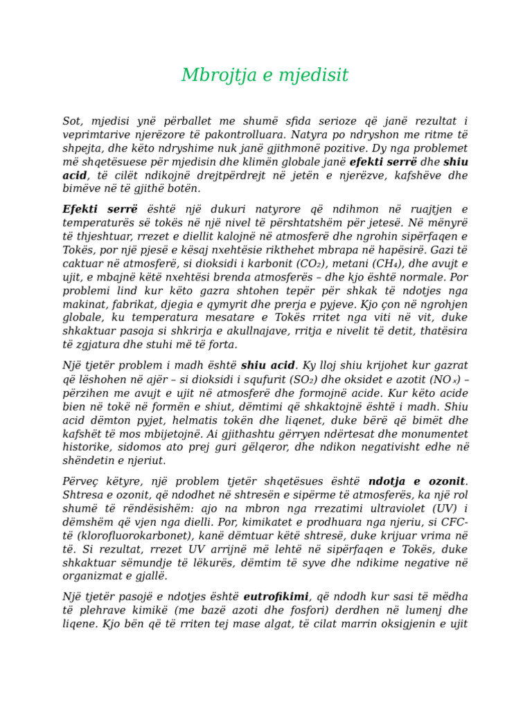 Mbrojtja e Mjedisit | PDF