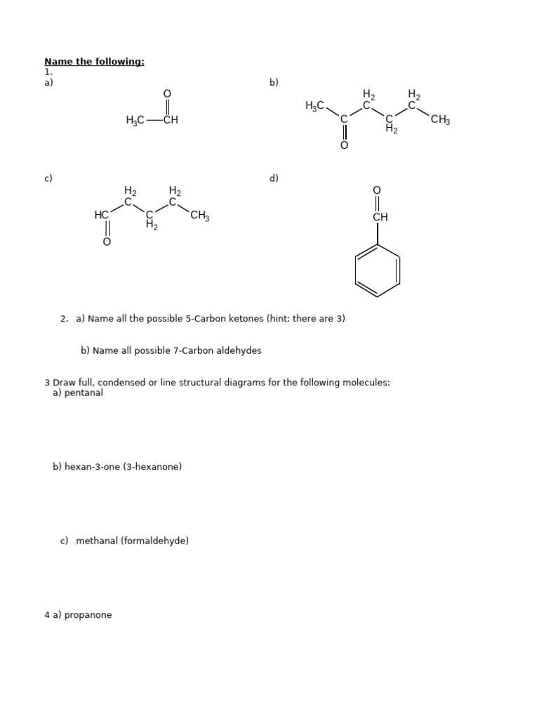 Aldehydes and Ketones Worksheet | PDF | Chemical Reactions | Chemical ...