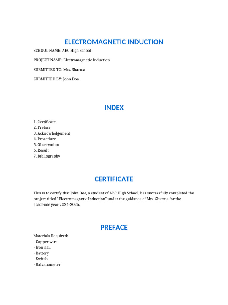 Electromagnetic Induction Project | PDF