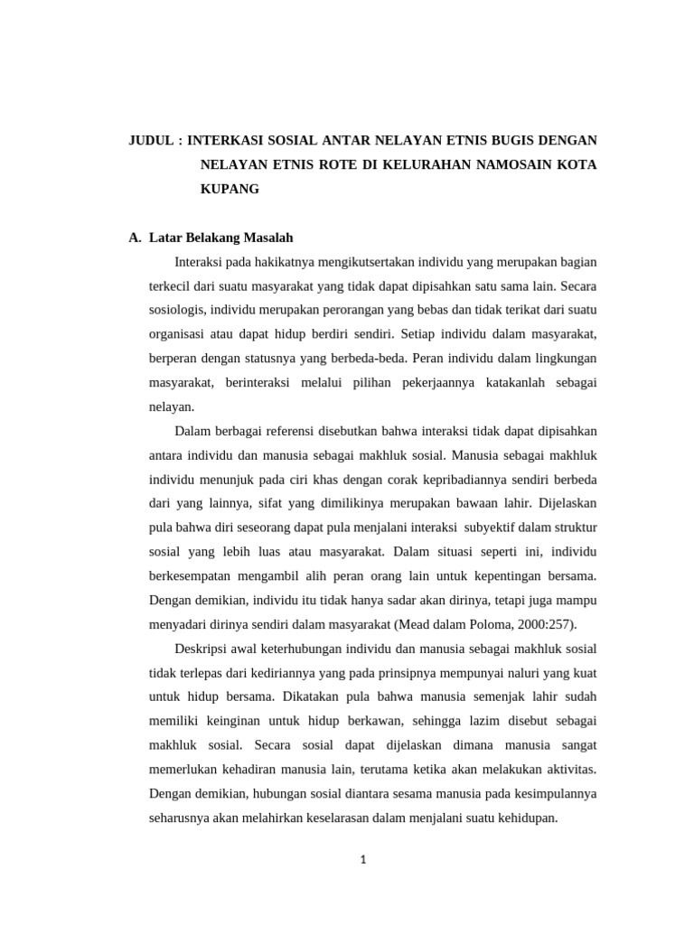 Interaksi Sosial Antar Nelayan Etnis Bugis Dengan Etnis Rote | PDF