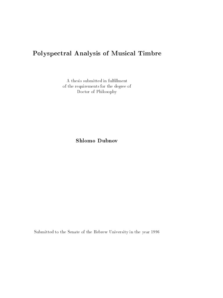 Polyspectral Analysis of Musical Timbre | PDF | Sound | Spectral Density