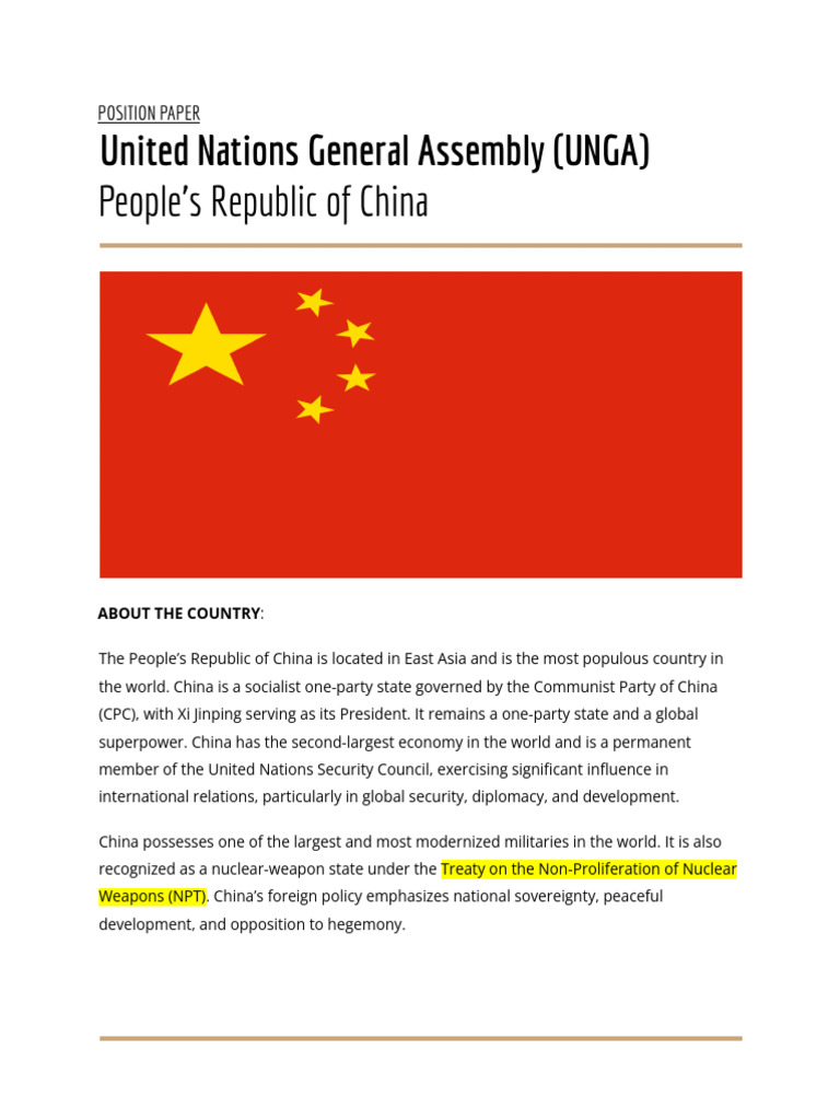Position Paper of China | PDF