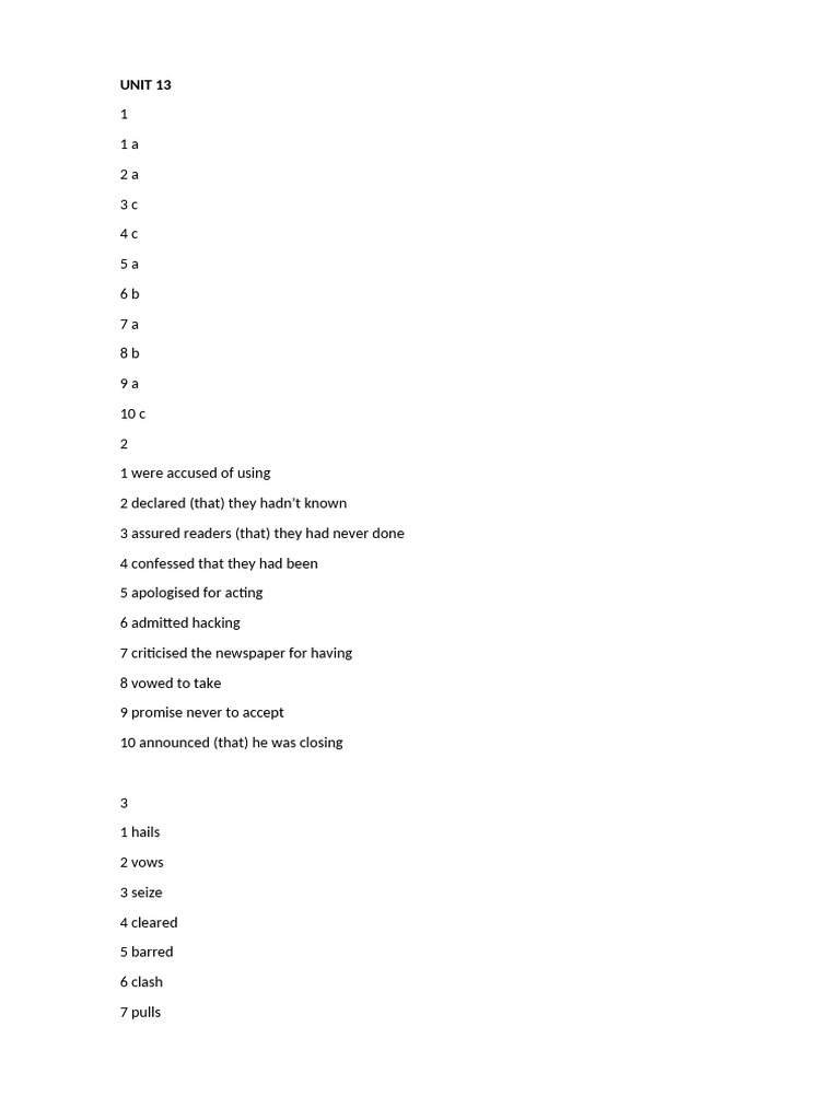 Unit 13 Quiz Answers and Key Concepts | PDF
