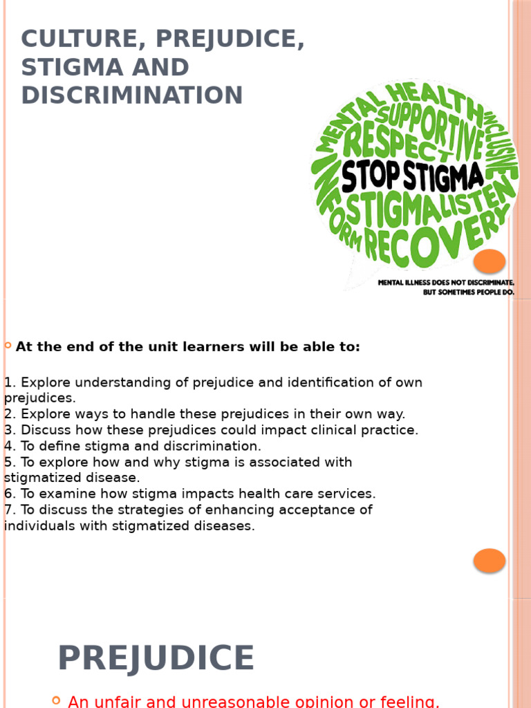 Prejudice Stigma & Discrimination. | PDF | Prejudices | Social Stigma