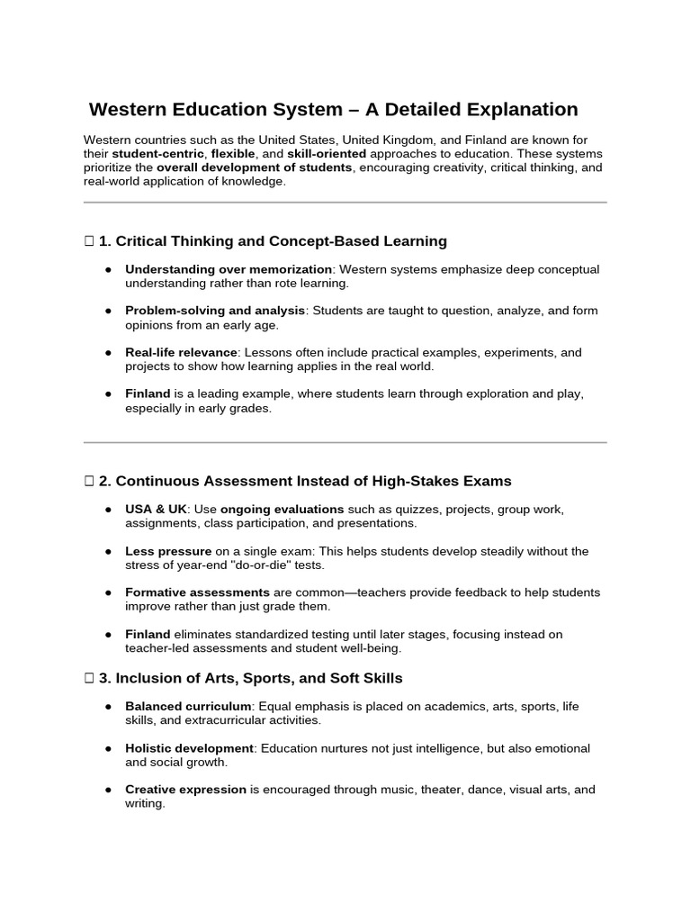 Western Education System - A Detailed Explanation | PDF | Curriculum ...