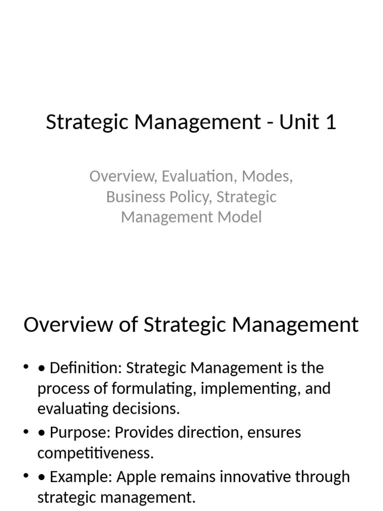 Strategic Management Unit 1 Full | PDF