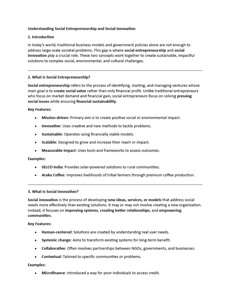 Social Entrepreneurship & Innovation Explained | PDF | Social ...