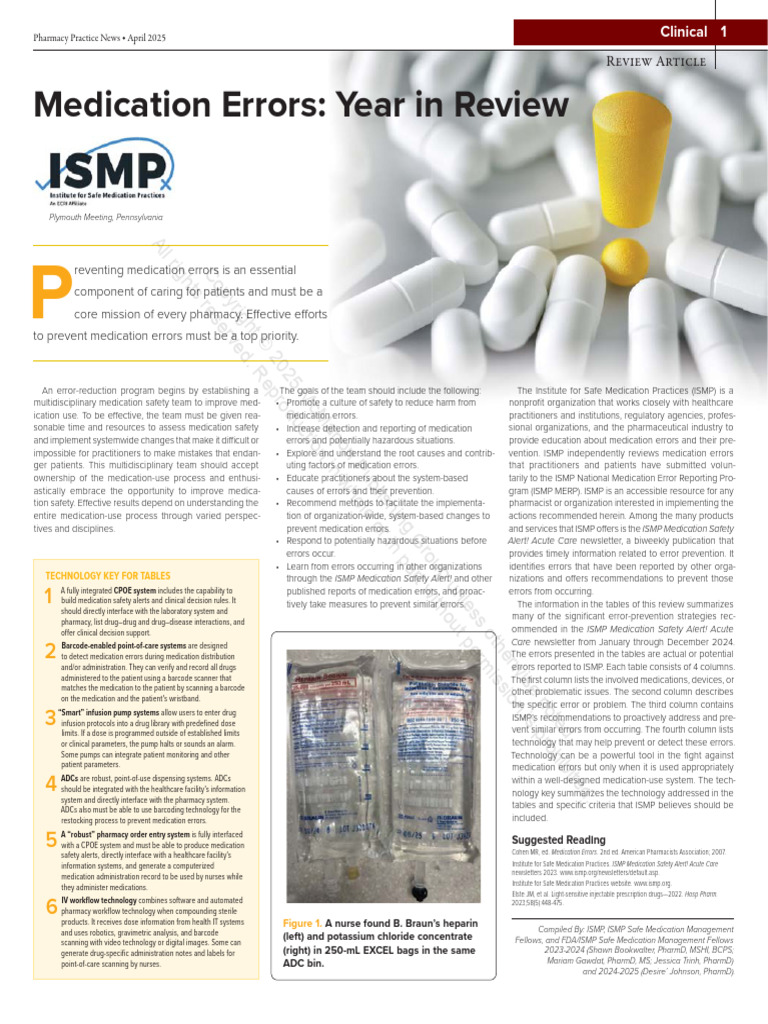Med Errors Year in Review ISMP-PPN 2024 Errors (Pub 2025-04) | PDF ...
