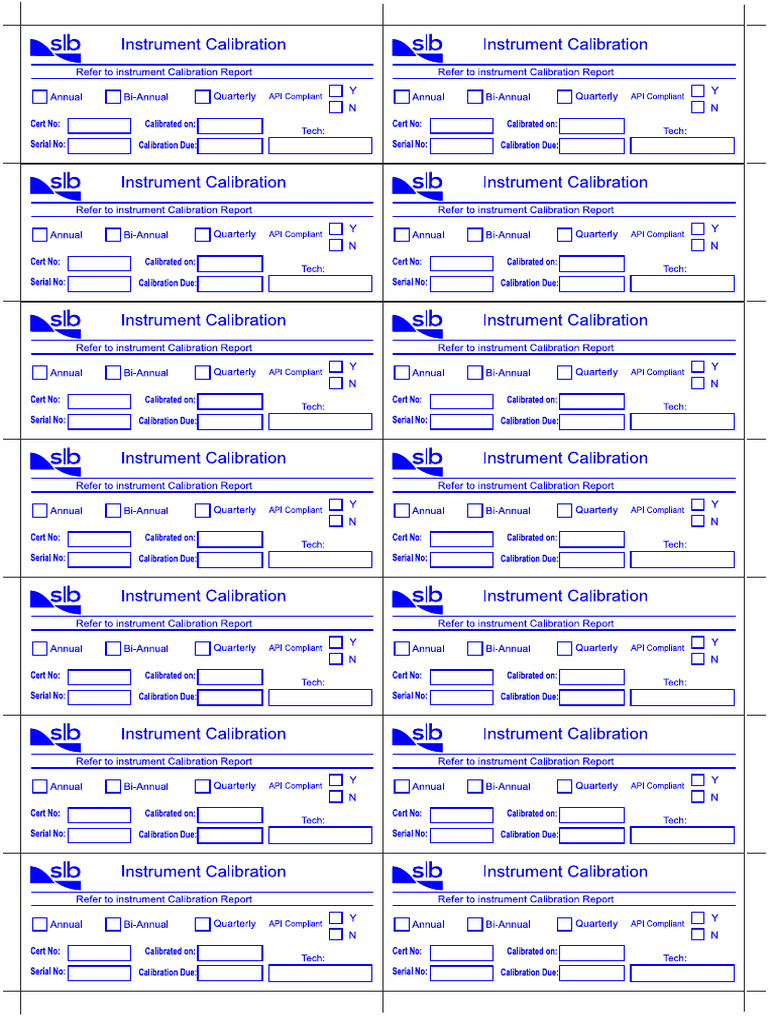 Instrument Calibration Yes No | PDF