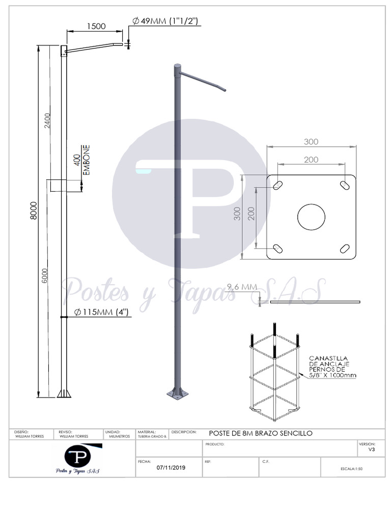 Diseño de Poste de Tubería Grado B | PDF