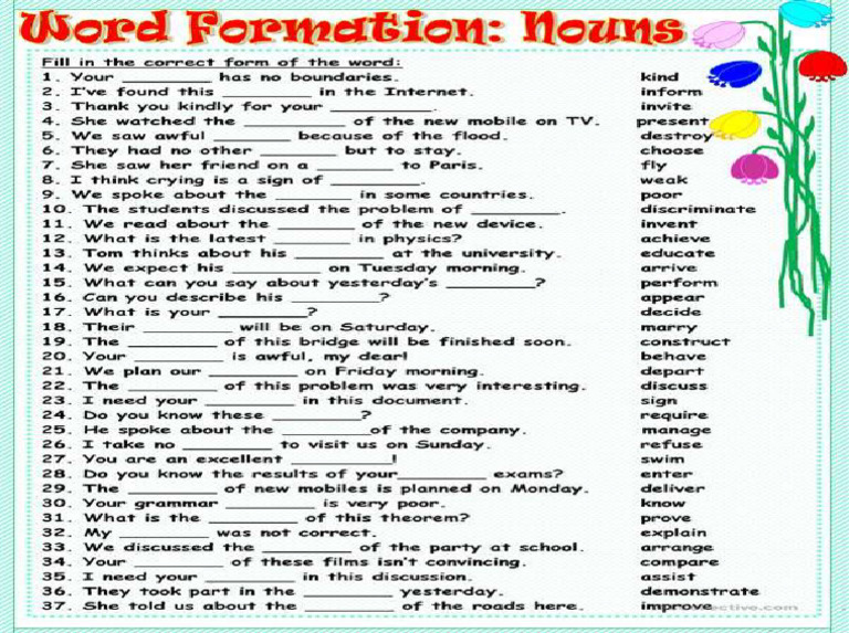 Exercise Word Formation | PDF
