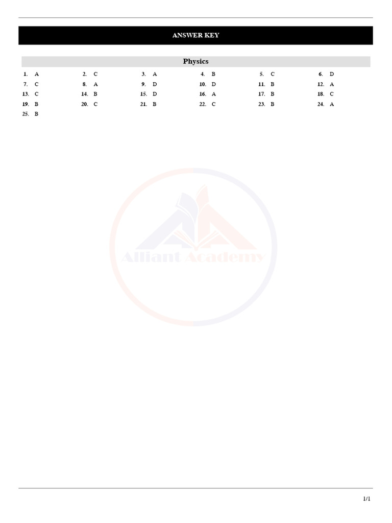 11th Physics Answer Key | PDF