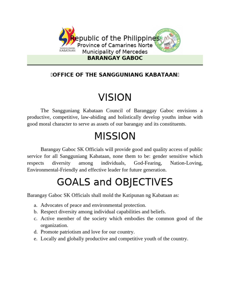 Vision, Mission, Goals & Objectives | PDF