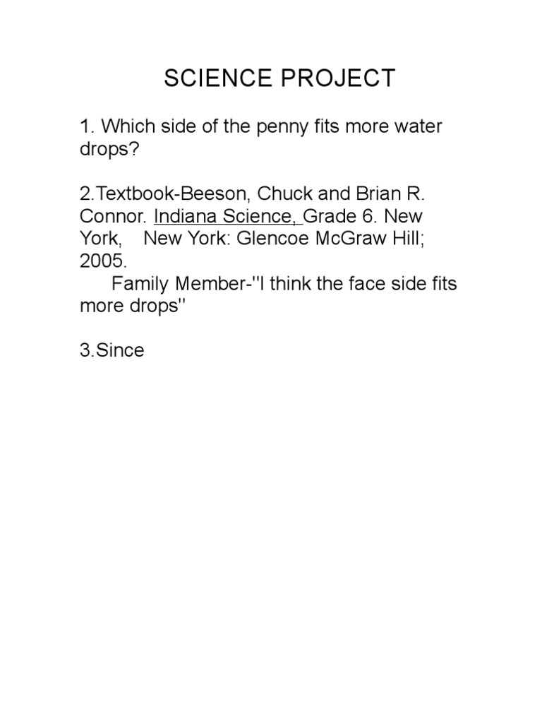Penny Water Drop Experiment | PDF