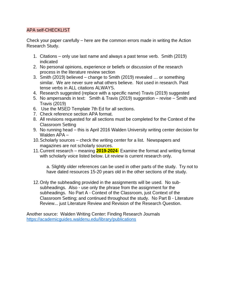 7th Ed APA Self - Check | PDF