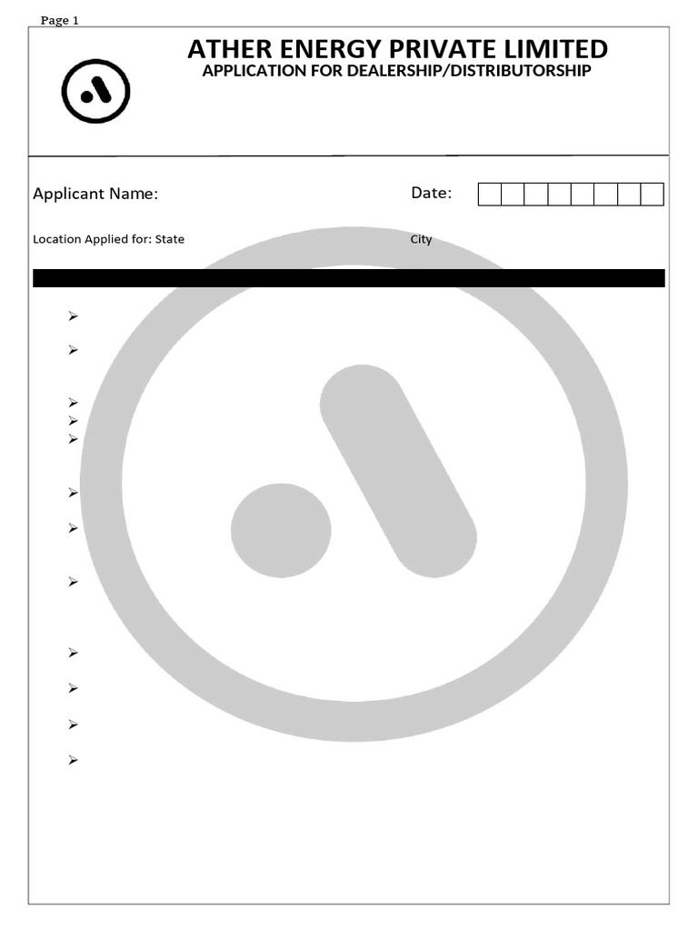 Ather Energy Application Form | PDF