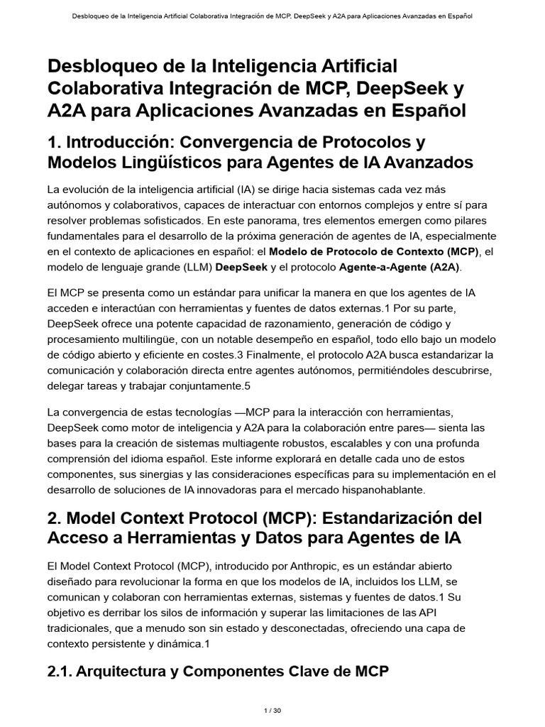 Desbloqueo de La Inteligencia Artificial Colaborativa Integración de MCP, DeepSeek y A2A para ...