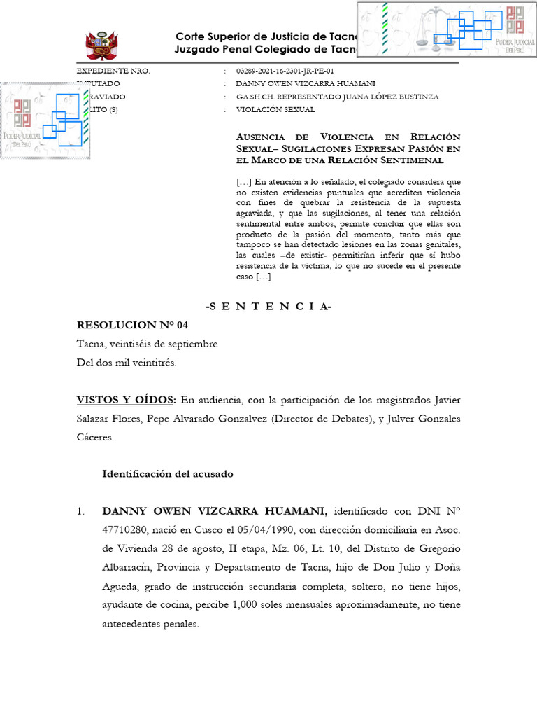 Resolucion - CUATRO - 2023-09-28 08 - 38 - 06.676 | PDF | Violación | Violencia