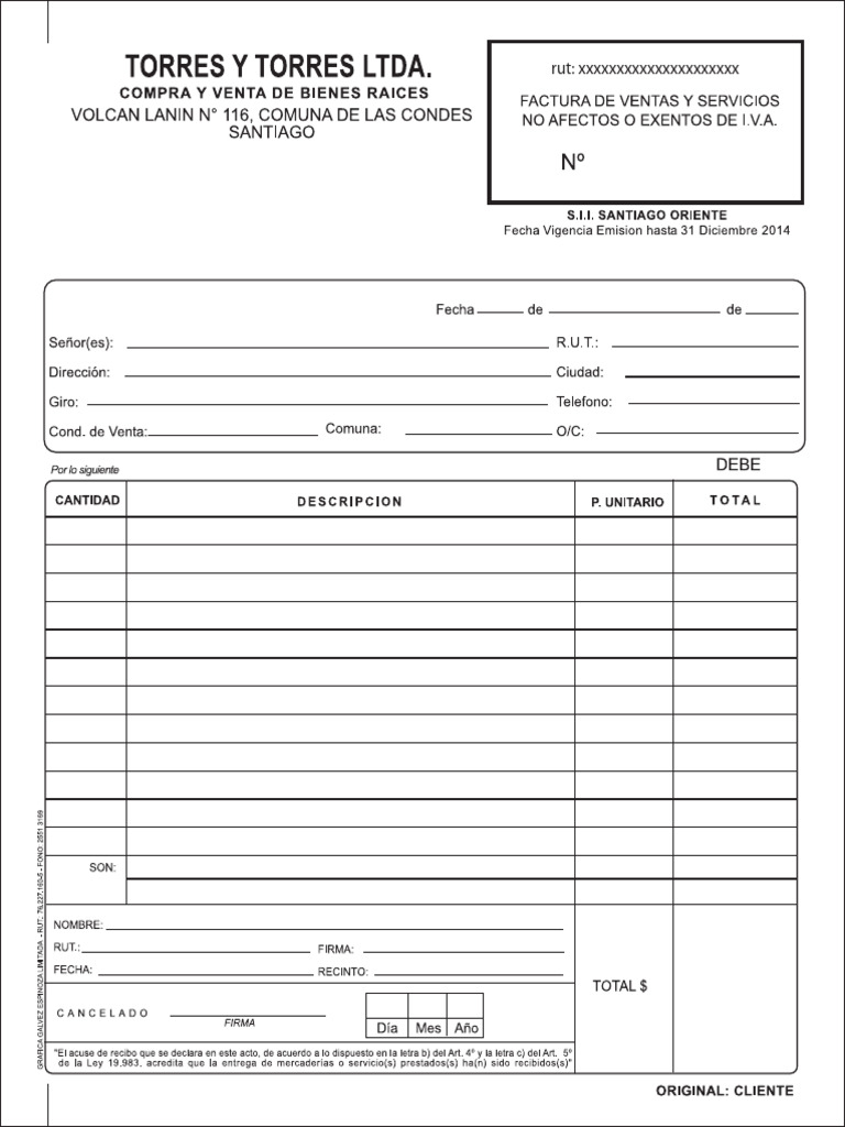 Factura EXENTA | PDF