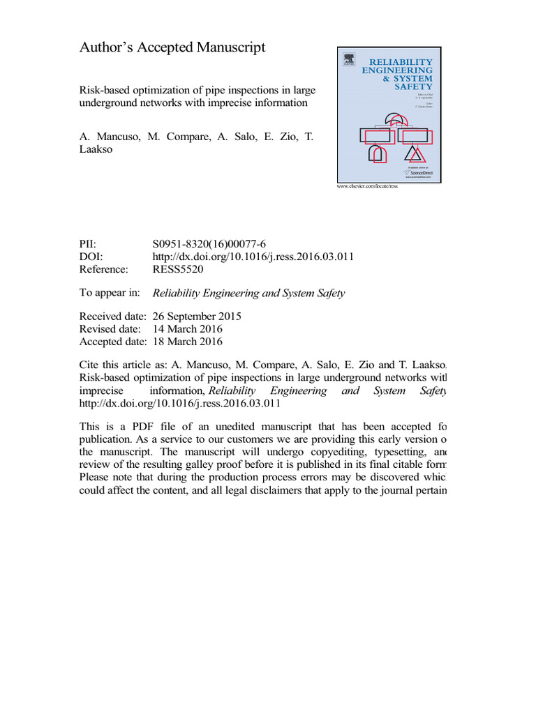 Risk-based Optimization of Pipe Inspections in Large Underground Networks With Imprecise ...