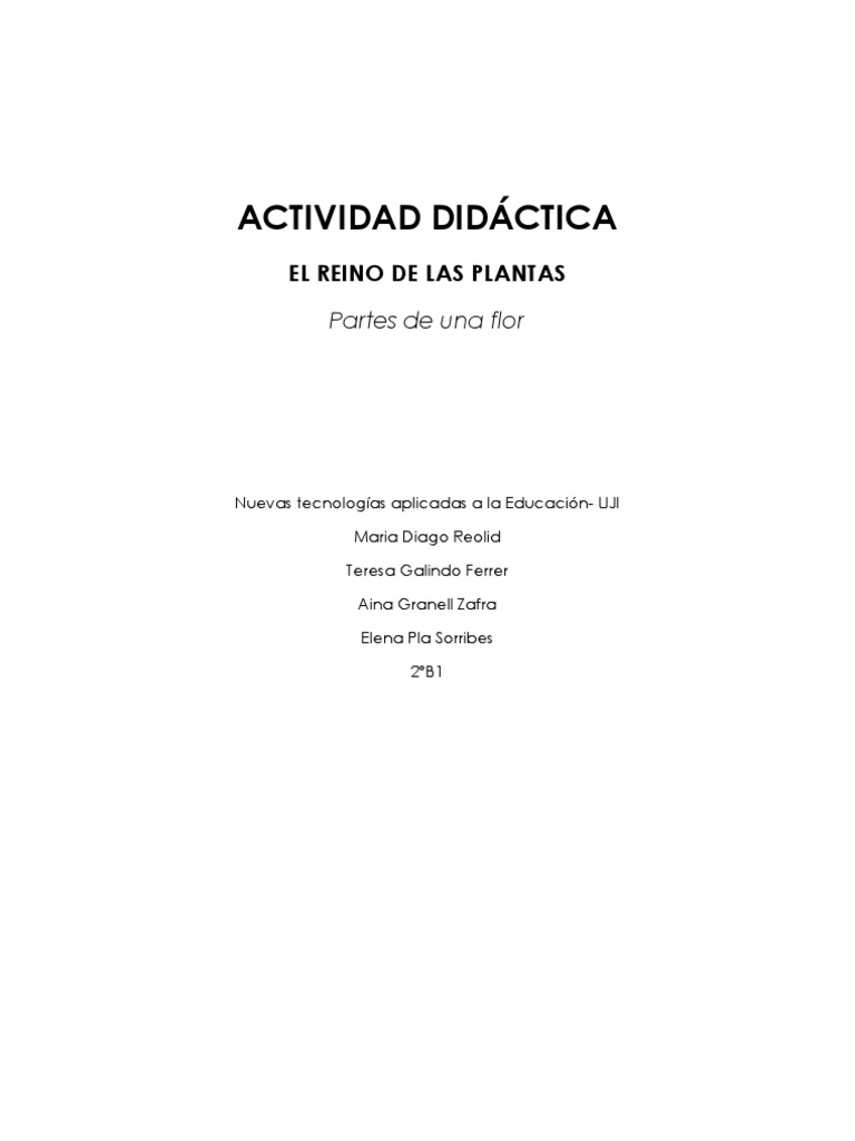 Actividades sobre partes de la flor | PDF | Flores | Tecnología de ...