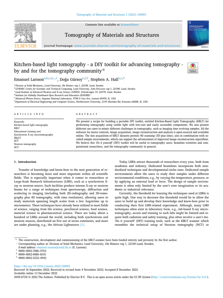 Kitchen-Based Light Tomography - A DIY Toolkit For Advancing Tomography ...