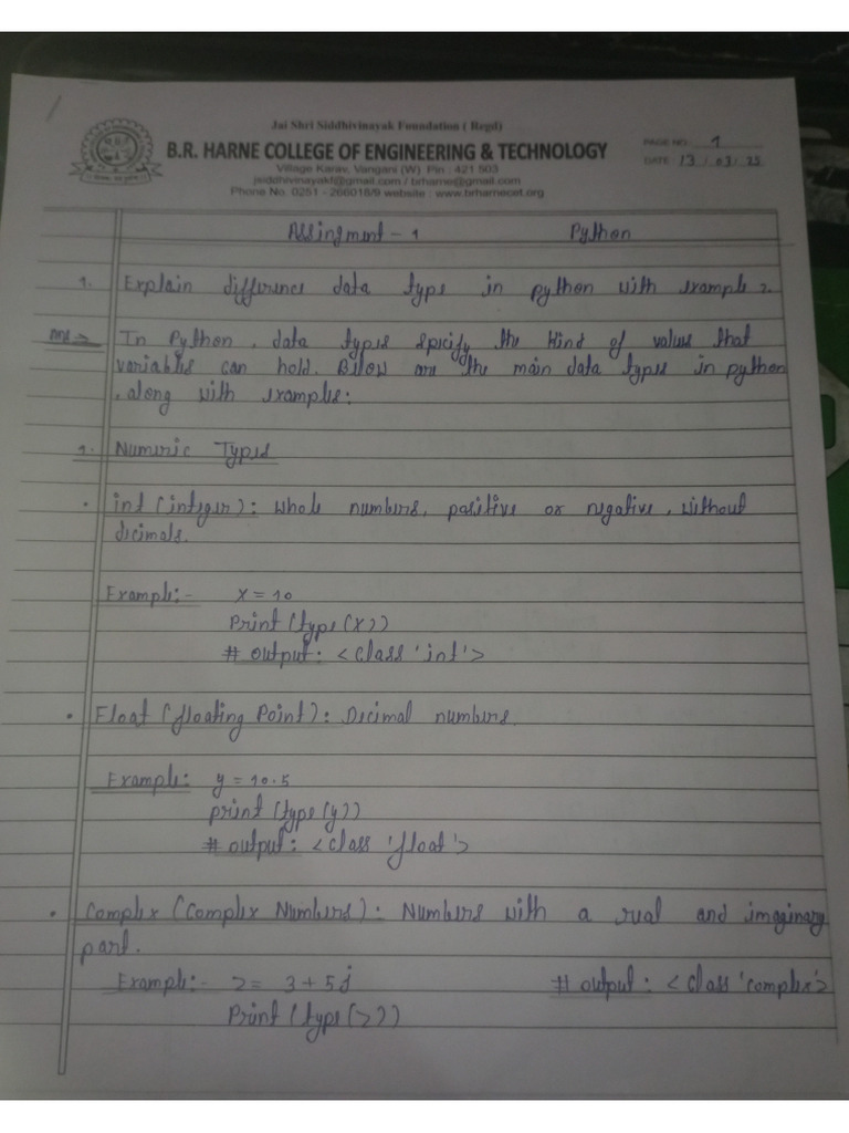 Python Assignment No 1 | PDF