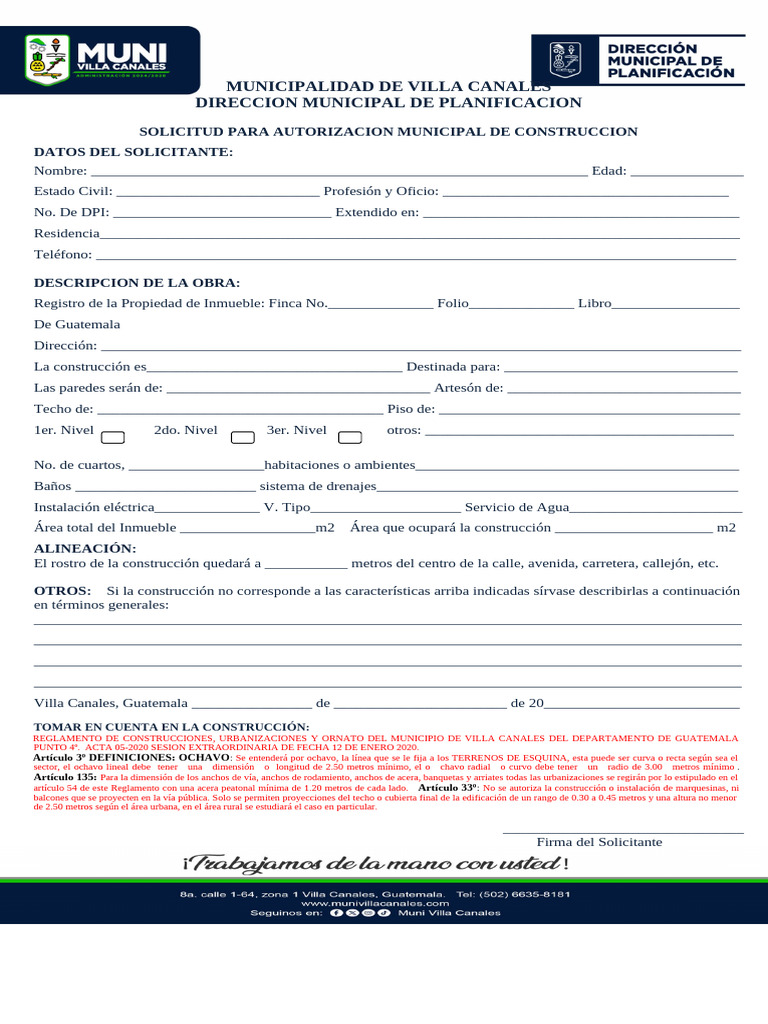Formulario Licencia Construcción 2025 | PDF