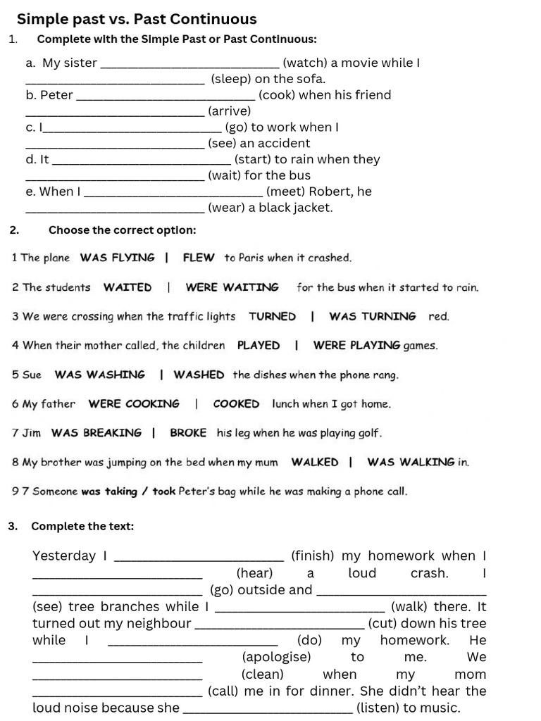 Simple Past Vs Cont | PDF