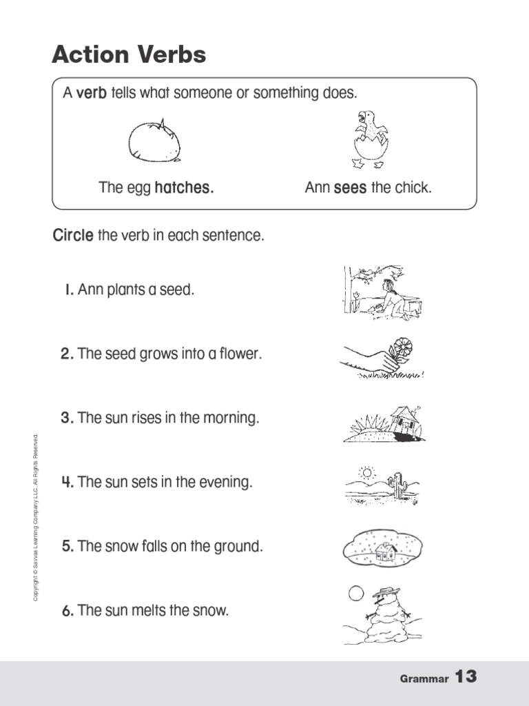 Grammar 13 Action Verbs | PDF