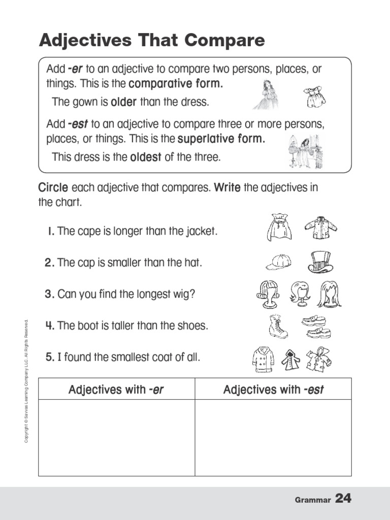 Grammar 24 Adjectives That Compare | PDF