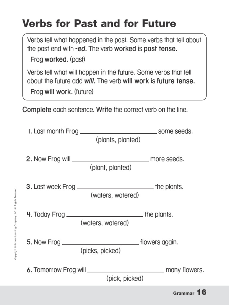 Frog's Verb Tenses: Past & Future | PDF | Grammatical Tense | Verb