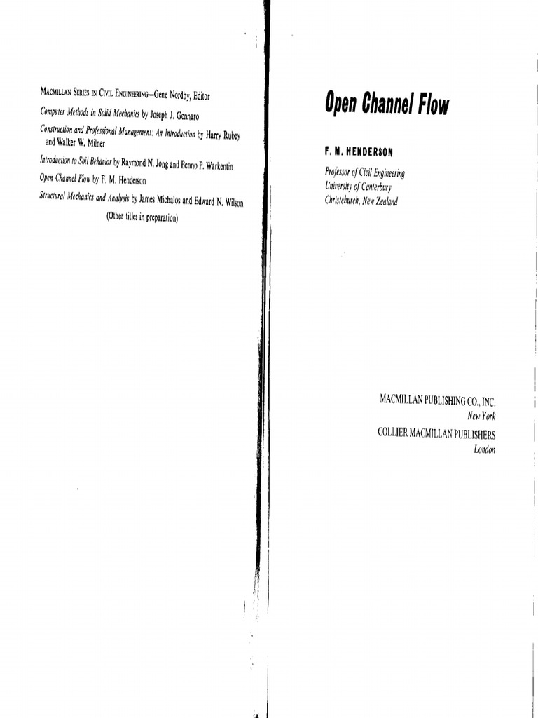 Open Channel Flow (Henderson) | PDF