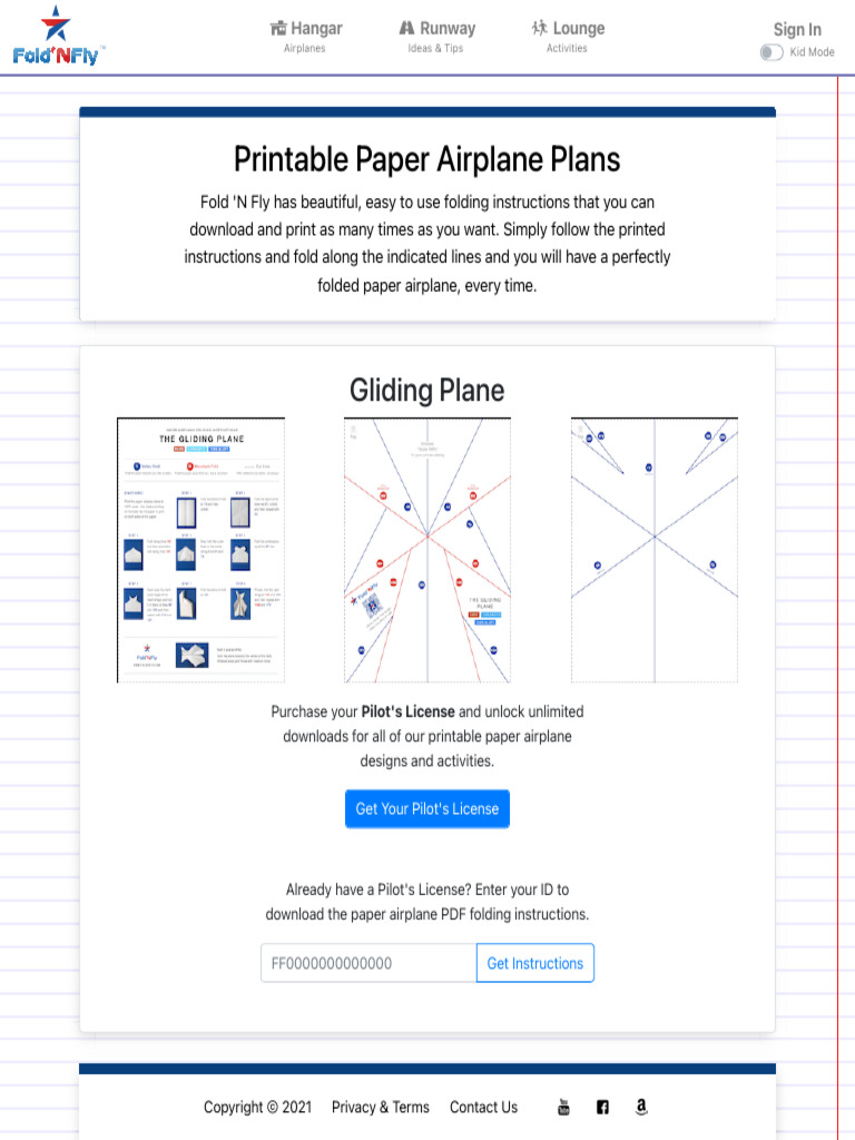 Fold 'N Fly Printable Template For 'Gliding' Paper Airplane | PDF