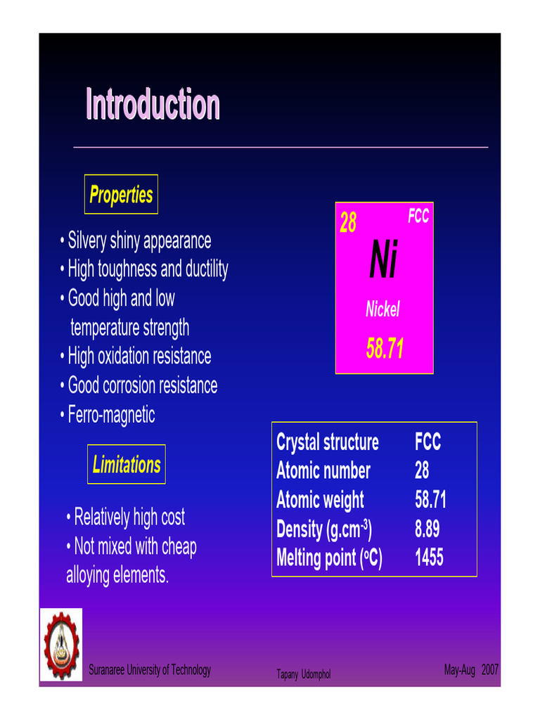 Nickel Properties, Production, and Alloys | PDF | Nickel | Alloy