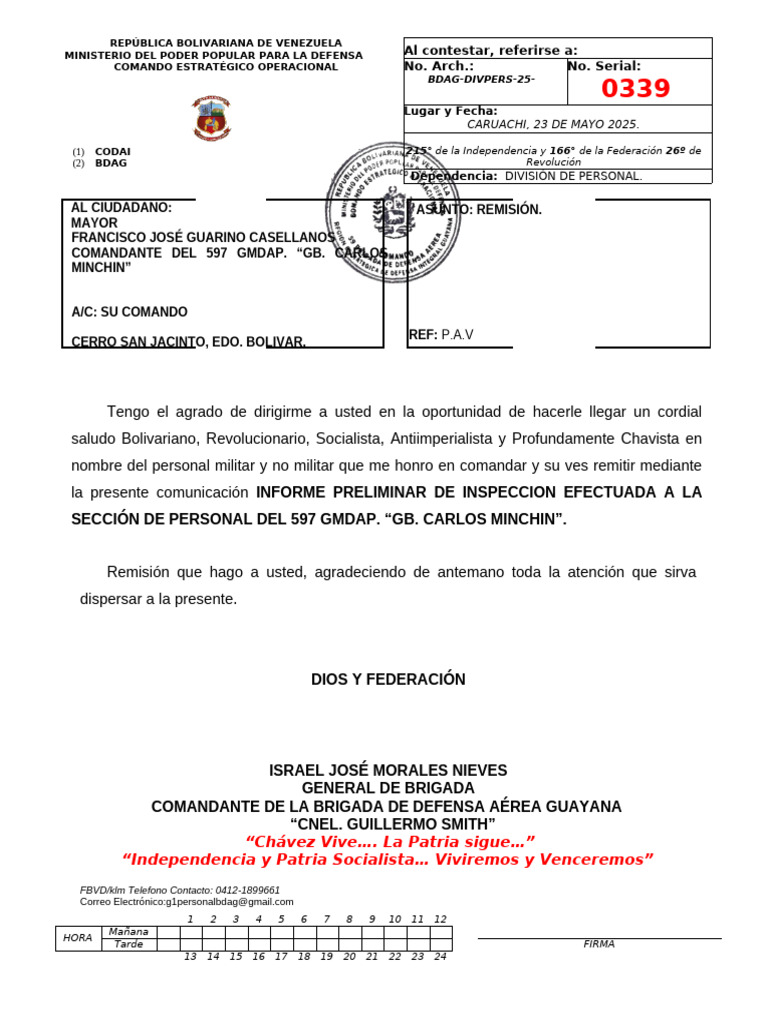 Oficio de Remision de Remision Del Informe Final de Inspeccion 597 Gmdap | PDF | Venezuela